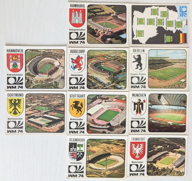 SET 10 FIGURINE Stickers STADIUMS ARENA PANINI WC MUNCHEN 74 1974 - NEW ...