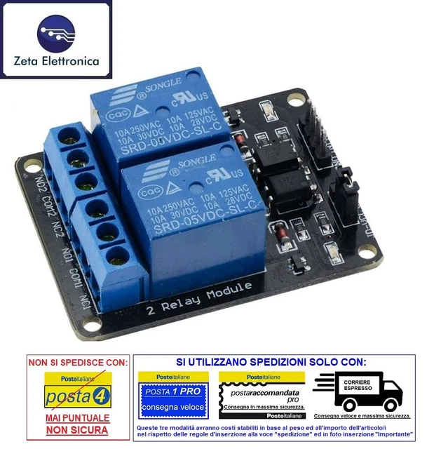 MODULE CARTE RELE 'Arduino 5V Dc A 2 Canaux 220V 250V 10A AC Relais ...