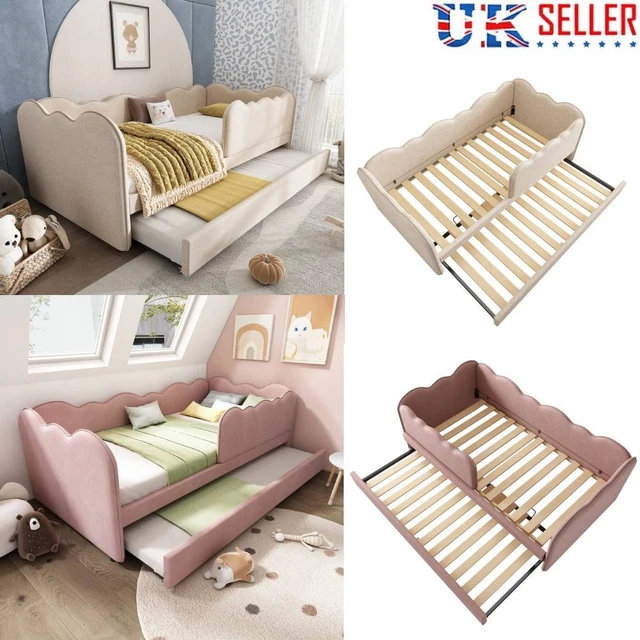 PANEL PLUSH VELVET Upholstered Daybed 3ft Single Sofa Bed with Storage ...