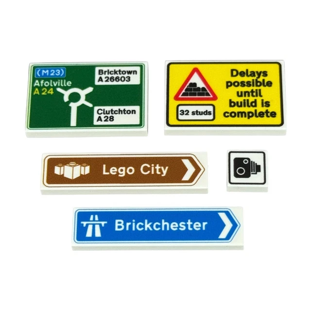 ROAD SIGN PACK - Custom printed Lego® tiles. Set of 5 tiles for your ...