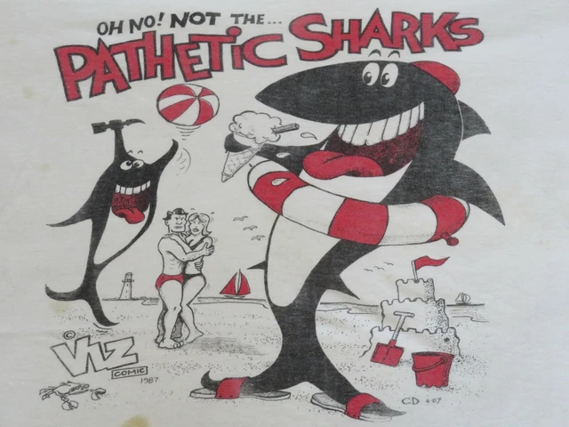 VIZ COMIC - Pathetic Sharks T-Shirt - Original From 1987 - Size Large £ ...