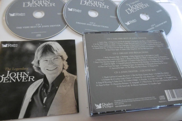 JOHN DENVER LEGENDARY Readers Digest 3 CD Box Set 60 Trk ANNIE'S SONG ...