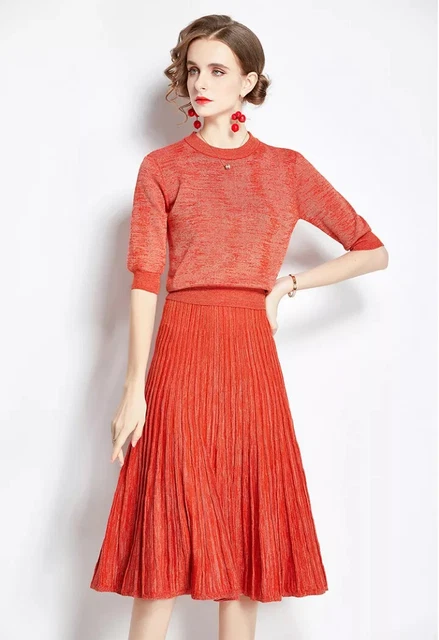 COSTUME ENSEMBLE FEMME Set Tenue Jupe Longuette Rouge Jersey Gipsy ...