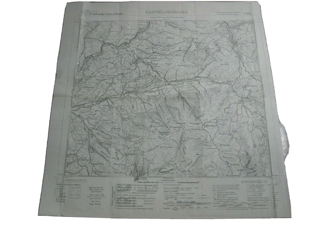 1936 STAMPA ANTICA MAPPA TOPOGRAFICA IGM CASTELMADAMA SAMBUCA CICILIANO ...