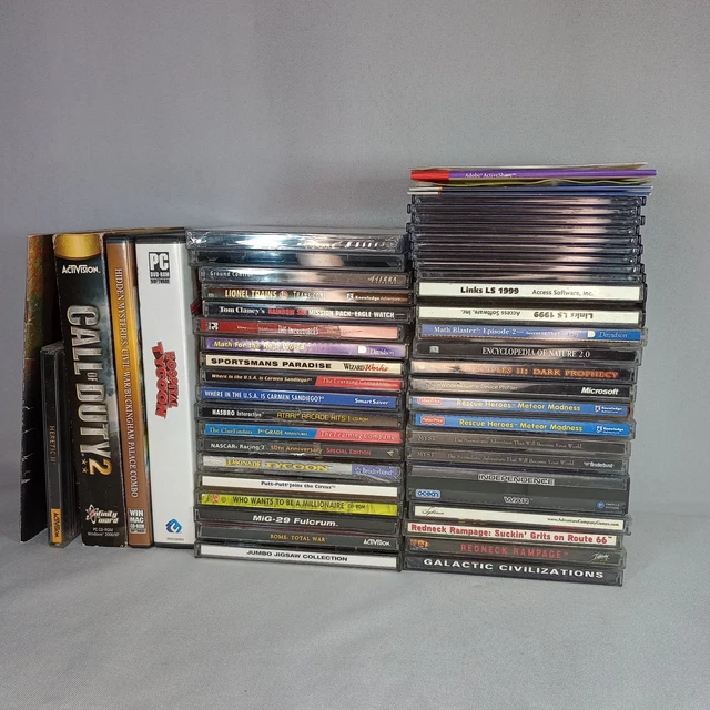 VINTAGE COLLECTION PC Video Game Lot Computer CD-ROM Software 50 Pieces ...