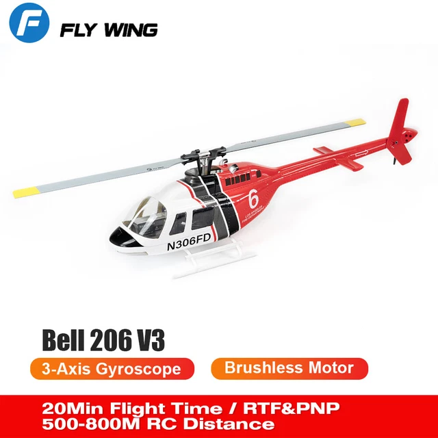 HÉLICOPTÈRE FLY WING Bell 206 V3 RC RTF PNP 6CH One Key Return GPS RC ...