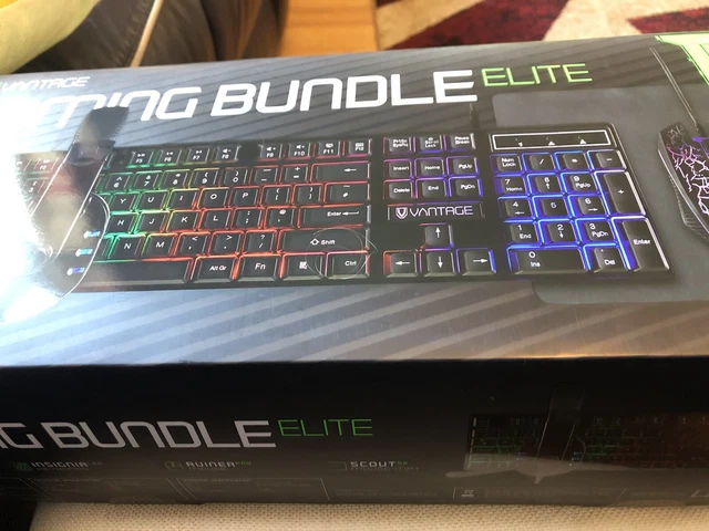 VANTAGE ELITE GAMING Bundle Set 4 Piece LED Keyboard Mouse Headset ...