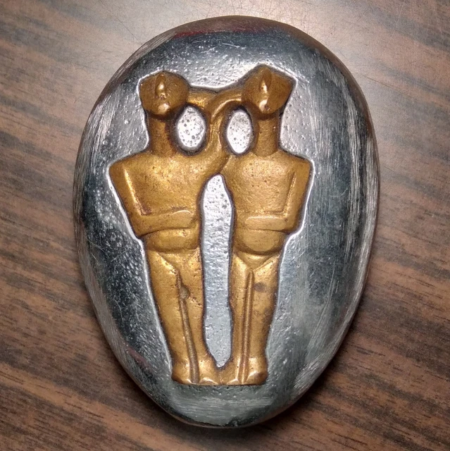 BIG GEMINI MEDAL. Large High Relief bimetal art/bar/token/ingot/weight ...