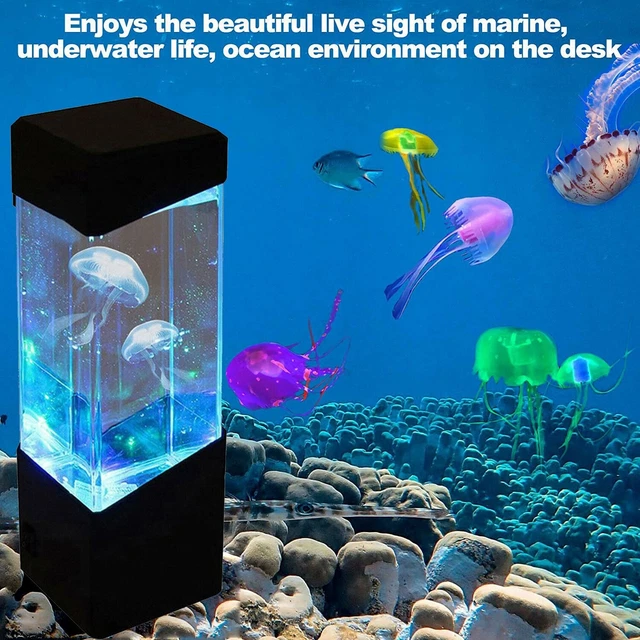 LED JELLYFISH AQUARIUM Fish Tank Lamp Color Changing Bedside Mood Night ...