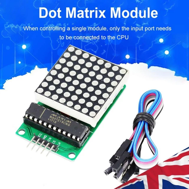 MAX7219 DISPLAY MODULES 5V 8x8 Dot Matrix Module 4 Fixing Screw Holes ...