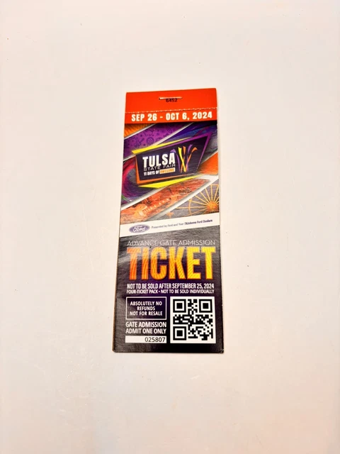 2024 TULSA STATE Fair Tickets Carnival Fair Tickets Tulsa Oklahoma X2 ...