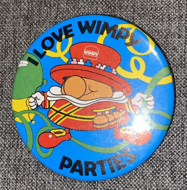 VINTAGE BADGE 58MM I Love Wimpy Parties Mr Wimpy £3.55 - PicClick UK