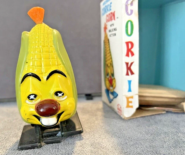 VINTAGE LOUIS MARX Corkie Corn Walking Windup Toy with Original Box ...