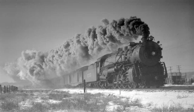 AT&SF SANTA FE Railroad locomotive engine No. 3755 type 4-8-4 OLD TRAIN ...