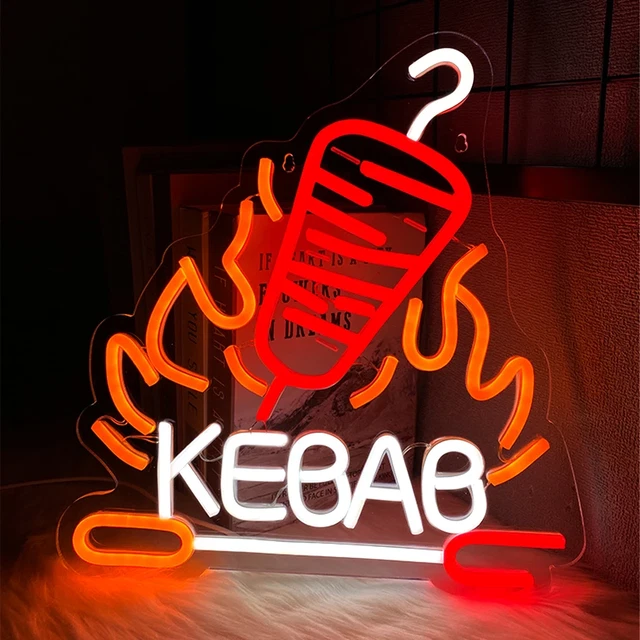 KEBAB NEON SIGN, LED Neon Lights Hanging Wall Art Decoration for ...