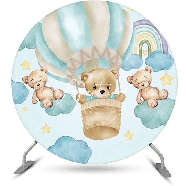 BEAR CYAN CLOUD Rainbow Round Baby Shower Backdrop $37.90 - PicClick AU