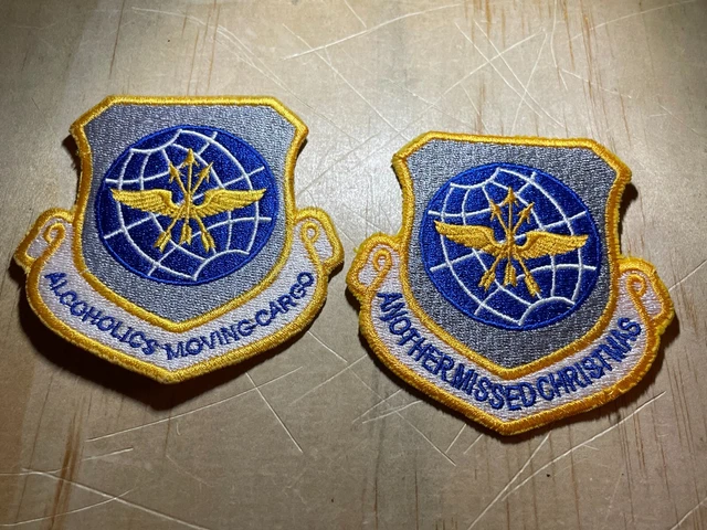 1980S/1990S? 2-US AIR FORCE PATCHES-AMC-TRANSPORT-FUNNY MORALE-ORIGINAL ...