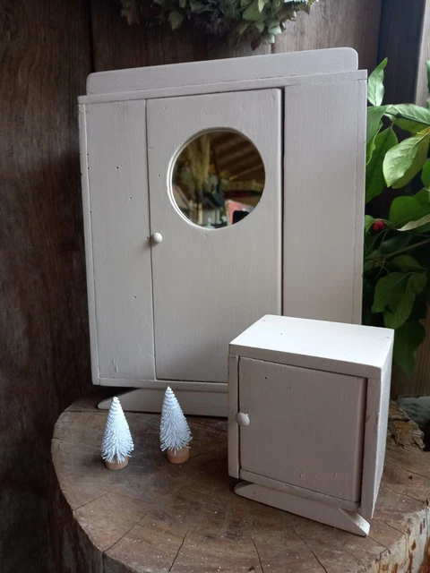 ANCIENNE ARMOIRE DE poupée et son chevet, rose poudré, vintage, jouets. EUR 9,50 - PicClick FR