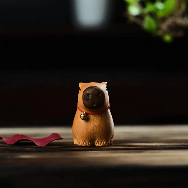 CAPYBARA CUTE ANIMAL Small Model Statue Wood Carving Car Decoration ...