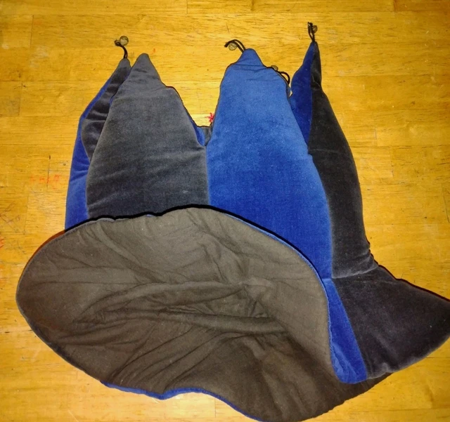 BLACK BLUE JESTER Point Hat With Bells Carnival Parade Adult Costume ...