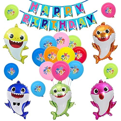 DEKO GEBURTSTAG BABY Shark Geburtstag Deko Baby Hai Luftballons Baby ...