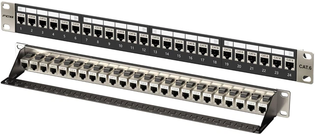 FGB 1U PATCH Panel 24 Port and Cat6 RJ45 Shielded Keystone Coupler 19 ...