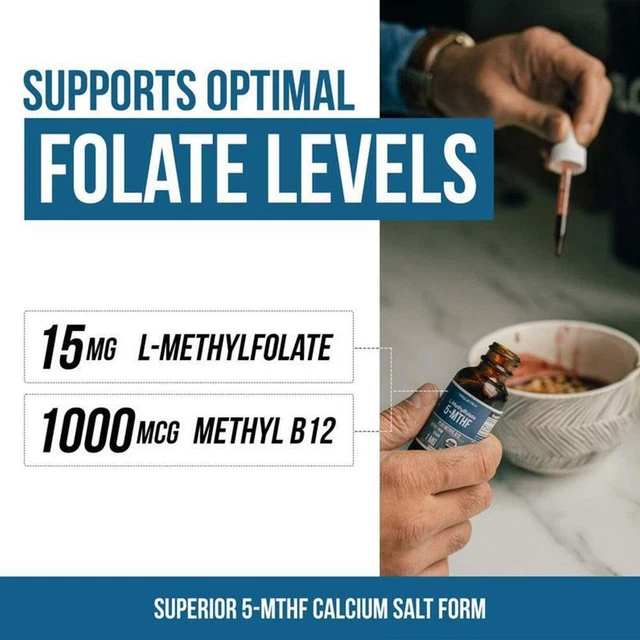 L-METHYL FOLATE 5-MTHF Drops 1000 Mcg - Liquid Vitamins Folate ...