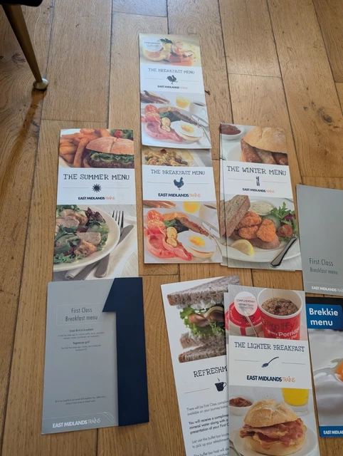 SELECTION OF EAST Midlands trains menu First Class Restaurant Car ...
