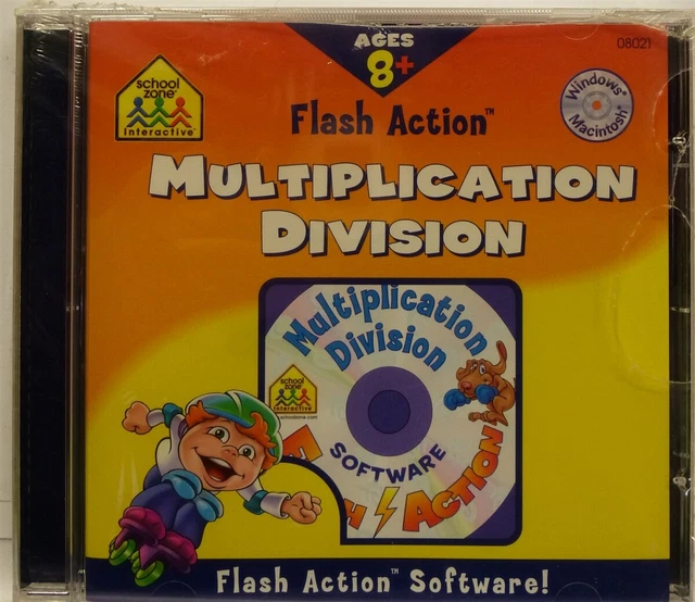 SOFTWARE PC SCHOOL Zone Flash Action Multiplication Division Age 8 NEW SOFTWARE PC SCHOOL Zone Flash Action Multiplication Division Age 8 NEW