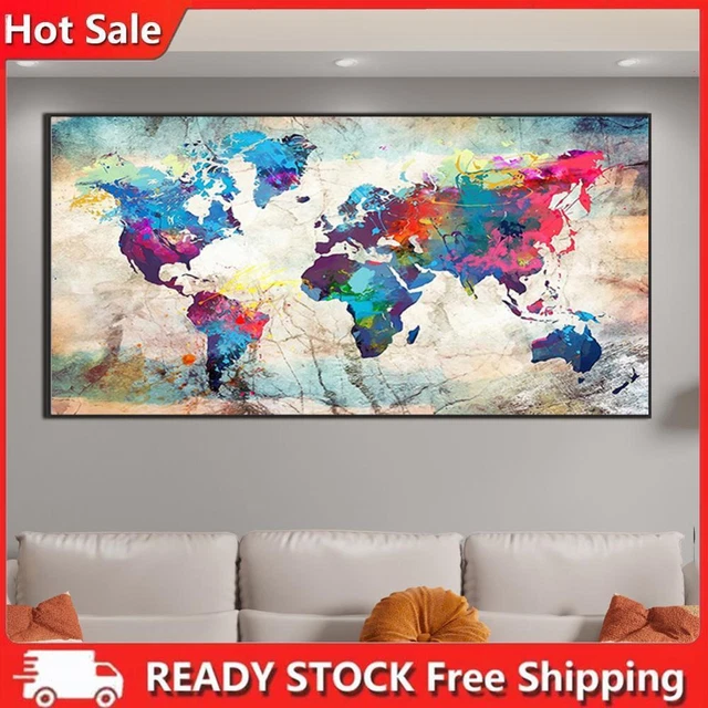 5D DIAMOND PAINTING Full Square Drill world map Picture Rhinestone EUR ...