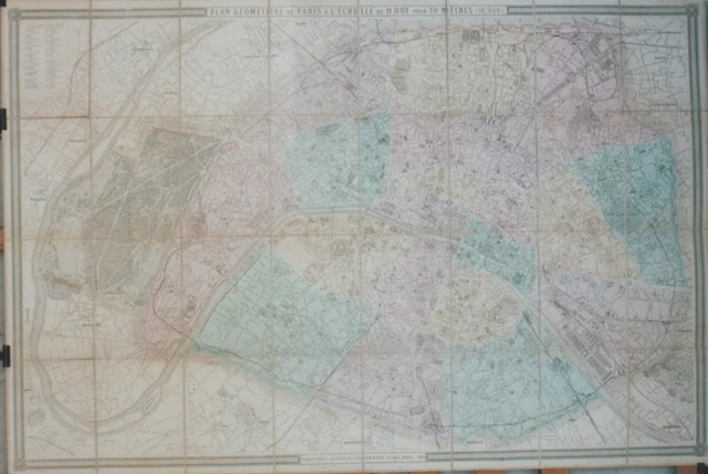&PLAN DE PARIS 1884" Carte originale entoilée Litho E.ANDRIVEAU-GOUJON ...