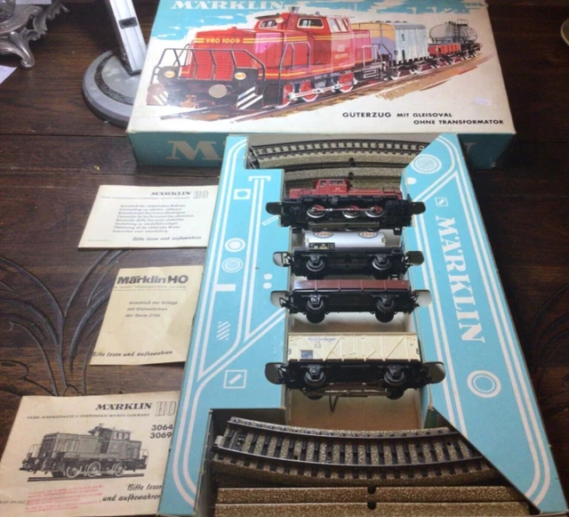 HO-COFFRET MARKLIN 3264-DB V60 1009+wagons+rails avec boite et notice ...