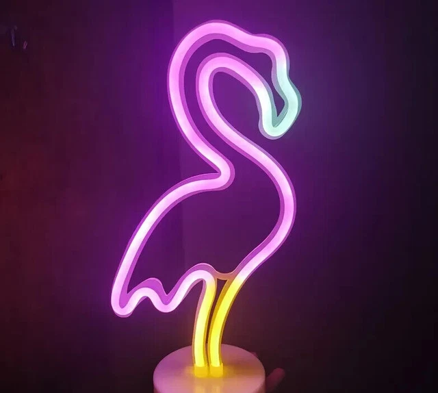 FLAMINGO LED NEON Sign Bedside Lamp Night Light USB/Battery Free ...