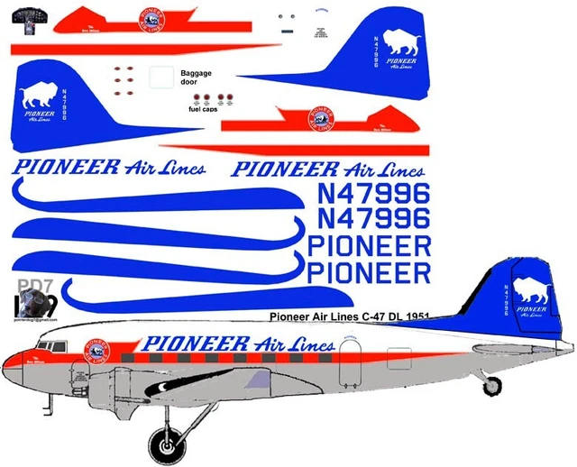 PIONEER FINAL LIVERY Douglas DC-3 Pointerdog7 decals 4 Testors Italeri ...