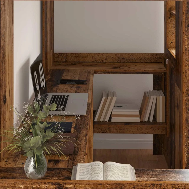 LOFT BED FRAME with Desk Old Wood 80 x 200 cm Engineered Wood vidaXL £ ...