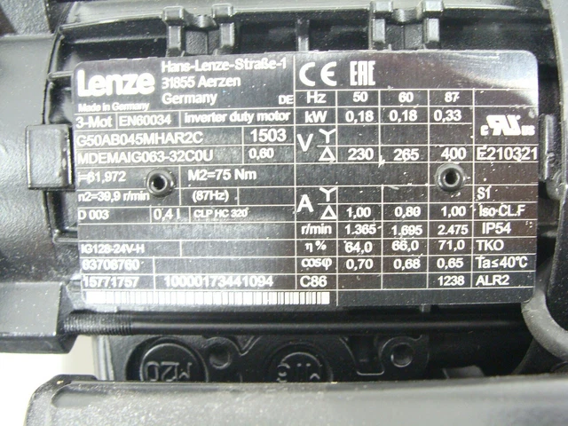 LENZE 3-MOT EN60034 G50AB045MHAR2C Getriebemotor + Motec 8400 Antrieb ...