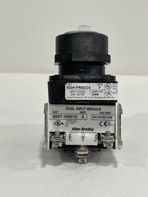 NEW-ALLEN BRADLEY 800H-PRBD24 30mm Momentané Bouton Poussoir Double Entrée Lampe EUR 58,90 ...