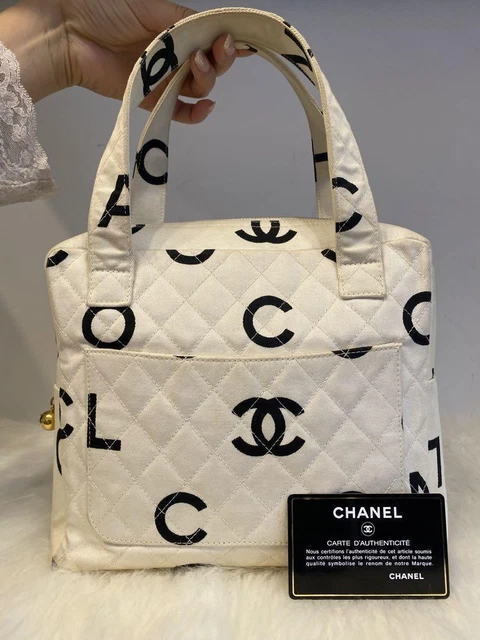 BORSA A MANO CHANEL Coco Mark Logo trapuntata Matelasse Bianco 240816N ...
