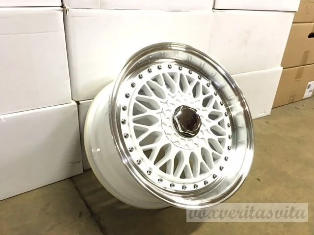15& RS STYLE Wheels Rims White 4 Lug 4X100/114.3 4X4.5 Brand New Set Of ...