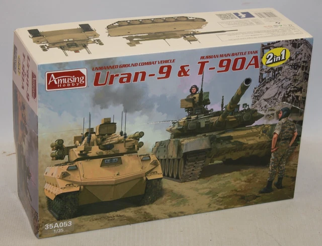 AMUSING HOBBY URAN-9 & T-90A 1:35 Scale Combat Vehicle / Tank Model Kit - Z05 EUR 65,01 ...