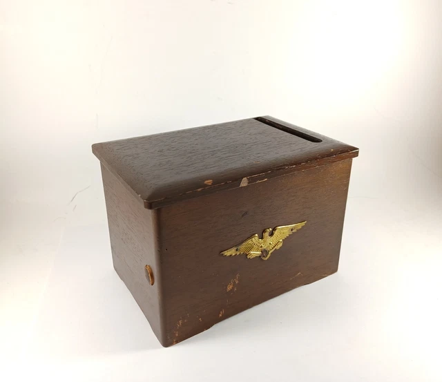 VINTAGE MID CENTURY Wooden Mechanical Cigarette Dispenser Music Box ...