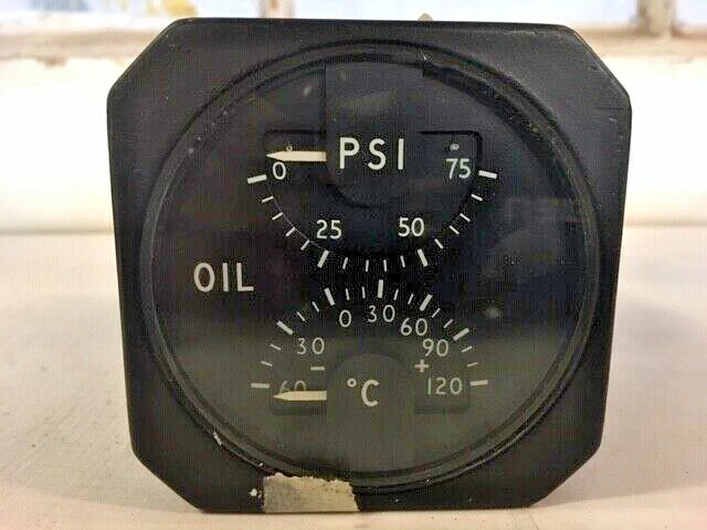 SMITHS AIRCRAFT OIL Pressure & Temperature Indicator Gauge 6A8414 99 ...