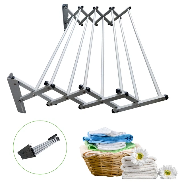 RETRACTABLE LAUNDRY HANGER Rack Wall Mounted Washing Clothes Drying ...