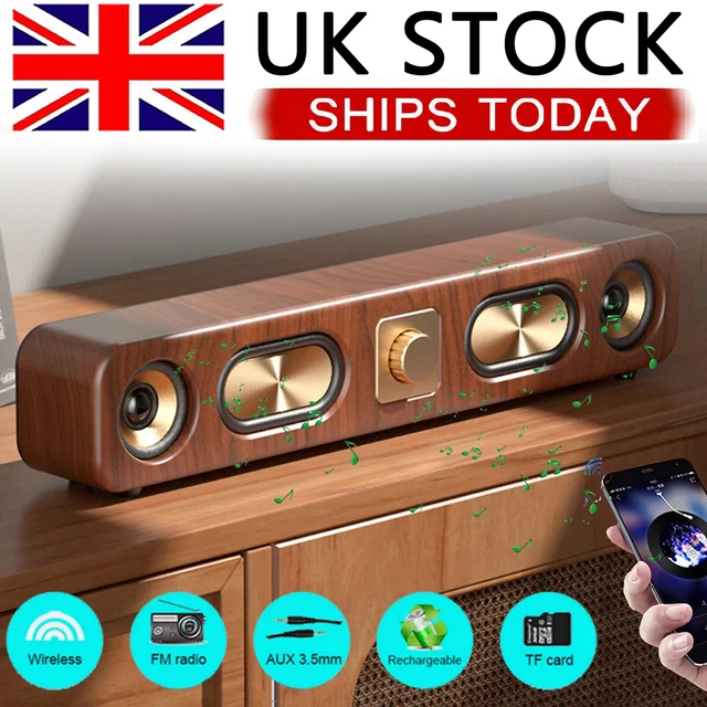 VINTAGE WIRELESS SOUND Bar Speaker Dual 2in Woofer Desktop Bluetooth PC ...