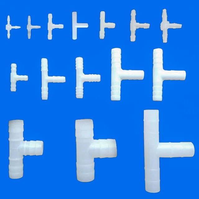 T-PIECE PIPE CONNECTOR PE Plastic Tee Connectors Water Pipe Joints Fish ...