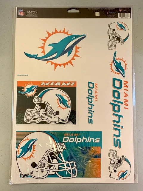 MIAMI DOLPHINS PREMIUM 11.5"x17" Logo Ultra Decal Sheet Stickers ...