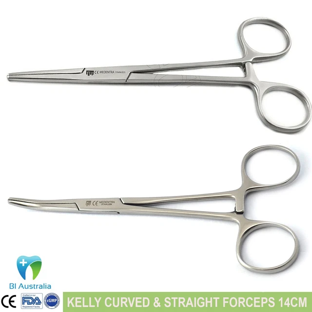 DENTAL ARTERY CLAMP Forceps Kelly Straight & Curved Dog Ear Hemostat ...