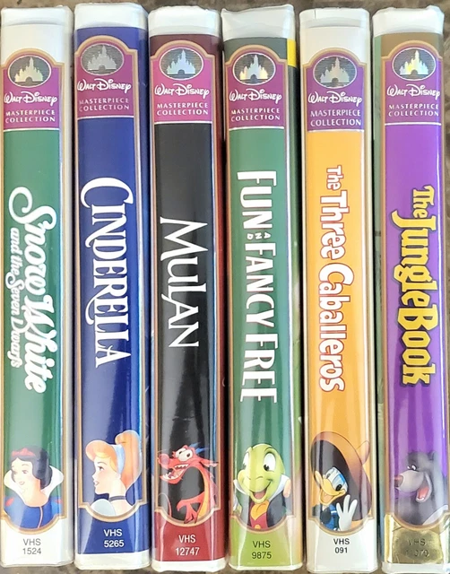 6 WALT DISNEY Masterpiece Edition VHS Tapes Clamshell Cinderella White ...