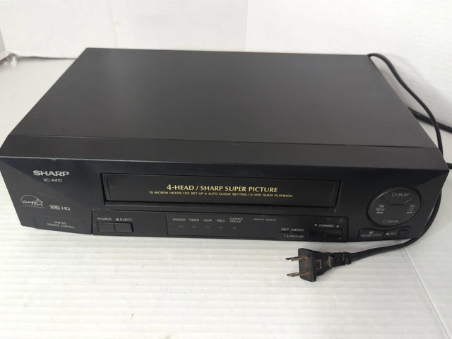 SHARP VC-A410 4-HEAD/SUPER Picture VCR/VHS Player/Recorder - No Remote ...