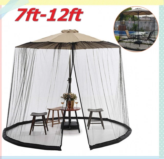 9-12FT UMBRELLA TABLE Screen Cover Mosquito Bug Insect Net Outdoor ...